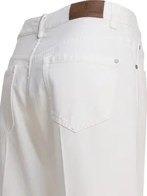 Brunello Cucinelli Logo Patch Straight-leg Trousers - Ivory