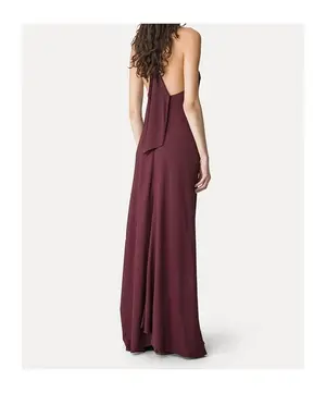 FORTE_FORTE Halterneck Sleeveless Maxi Dress With Ring Detail - Ruby Red
