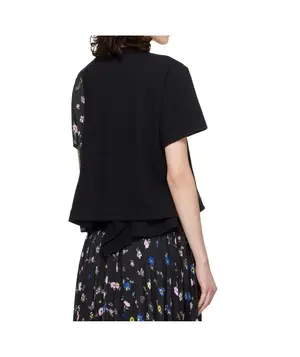 Sacai Floral Print T-shirt - Black