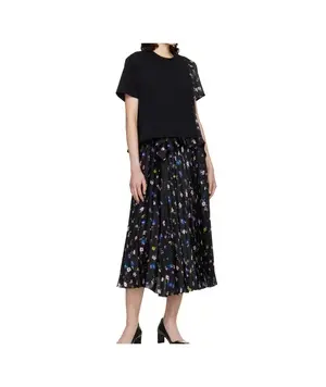 Sacai Floral Print T-shirt - Black