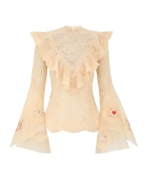 Zimmermann Flared Sleeve Ruffled Lace Shirt - Cream