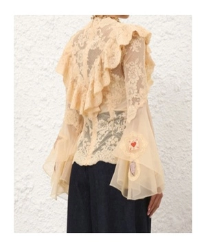 Zimmermann Flared Sleeve Ruffled Lace Shirt