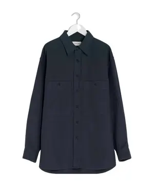 LEMAIRE Long Sleeved Buttoned Overshirt - Graphite Blue