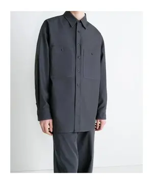 LEMAIRE Long Sleeved Buttoned Overshirt - Graphite Blue