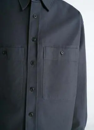 LEMAIRE Long Sleeved Buttoned Overshirt - Graphite Blue