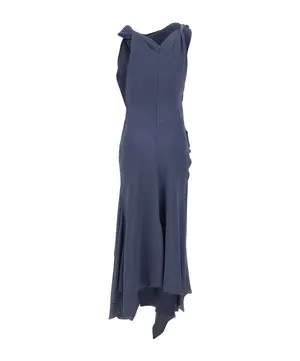 Victoria Beckham Sleeveless Draped Asymmetrical Midi Dress - Blue