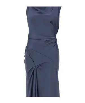 Victoria Beckham Sleeveless Draped Asymmetrical Midi Dress - Blue