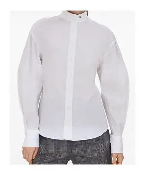 Brunello Cucinelli High Collar Button-up Shirt With Puff Sleeves