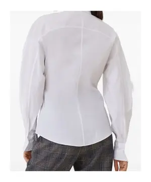 Brunello Cucinelli High Collar Button-up Shirt With Puff Sleeves