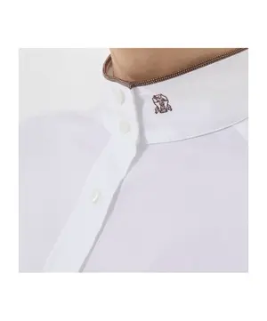 Brunello Cucinelli High Collar Button-up Shirt With Puff Sleeves