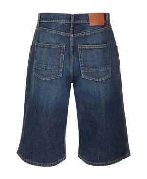 Alexander McQueen Knee-length Denim Shorts With Buckled Belt Detail