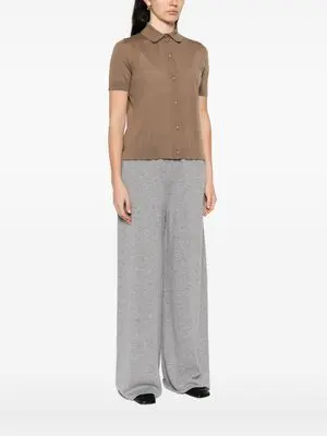 Max Mara Short Sleeve Ribbed Knit Lapel Collar Shirt