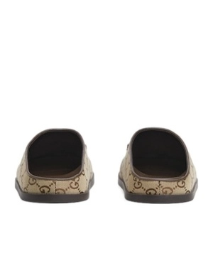 Gucci Horsebit Monogrammed Mules - Nude