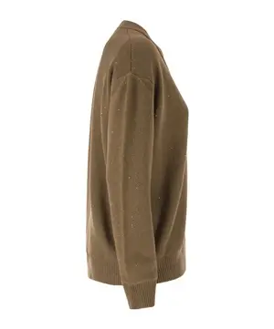 Fabiana Filippi Long-sleeved V-neck Cardigan With Micro Sequins