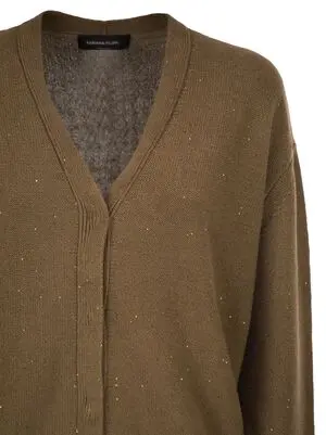 Fabiana Filippi Long-sleeved V-neck Cardigan With Micro Sequins