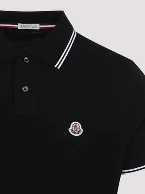 Moncler Tipped Trim Polo Shirt - Black