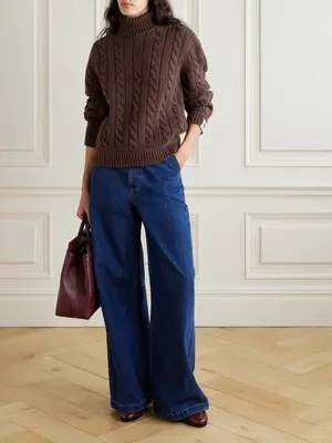 Bally Cable-knit Wool Turtleneck Sweater