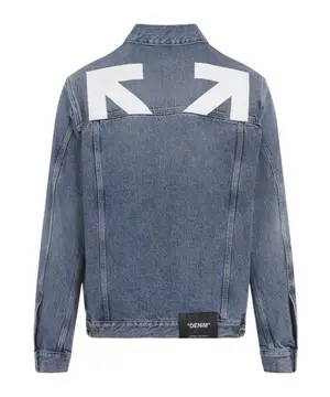 Off-White Long-sleeved Denim Jacket With Half-arrow Pattern - Blue