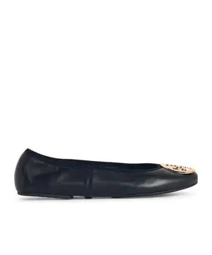 Tory Burch Logo Plaque Ballerina Flats - Black