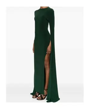 Norma Kamali Long Sleeve Slit Dress - Black