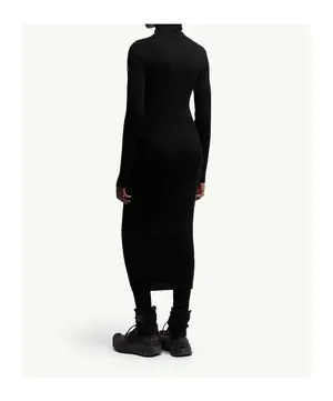Moncler Ribbed Wool Turtleneck Maxi Dress With Logo Patch