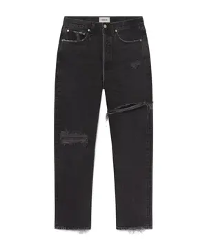 AGOLDE Amryn Distressed Straight-leg Jeans - Black
