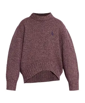 Attico Asymmetric Knitted Jumper With Logo Embroidery - Pink