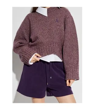 Attico Asymmetric Knitted Jumper With Logo Embroidery - Pink