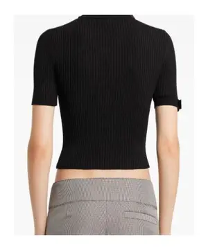 COURREGES Courrèges Ribbed Knit Buckle Detail T-shirt