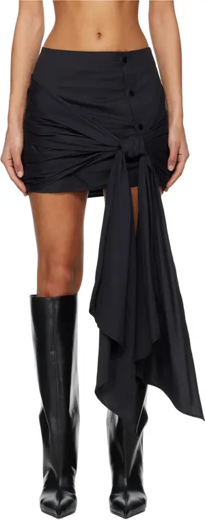 Attico Asymmetrical Draped Mini Skirt