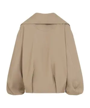 Co Rolled Collar Jacket With Drawstring Detail - Camel