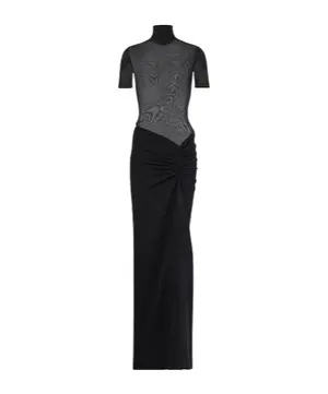 Christopher Esber Fusion Gathered Jersey And Crêpe Maxi Dress - Black