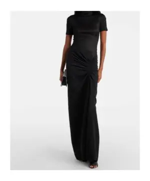 Christopher Esber Fusion Gathered Jersey And Crêpe Maxi Dress - Black