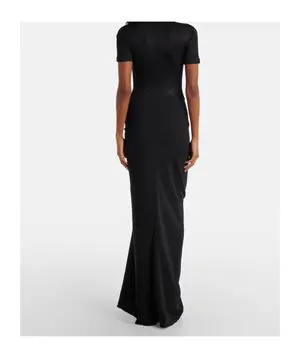 Christopher Esber Fusion Gathered Jersey And Crêpe Maxi Dress - Black