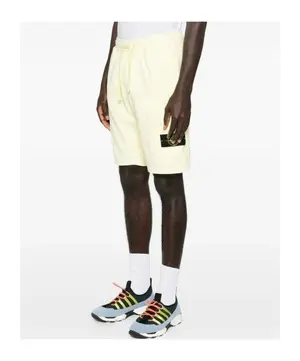 Stone Island Drawstring Logo Patch Shorts - Yellow
