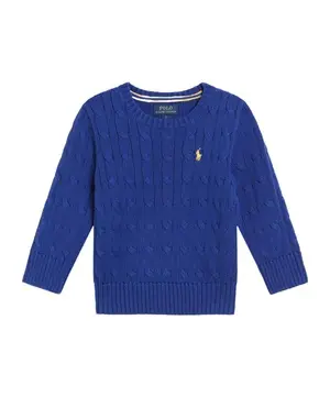 Polo Ralph Lauren Cable Knit Logo Embroidered Sweater - Blue
