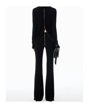 Alexander Wang Mid-rise Flared Pants With Center Zip