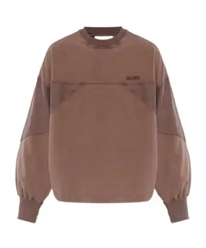 Attico Crewneck Sweatshirt With Logo Embroidery - Brown