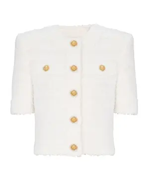 Balmain Crewneck Knitted Cardigan With Gold Lion Head Buttons - No