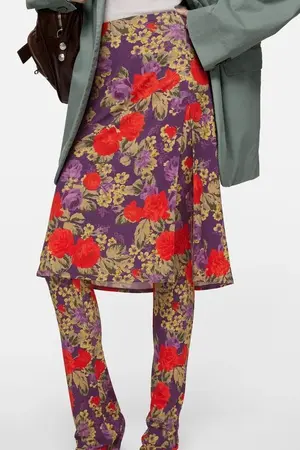 Acne Studios Layla Midi Skirt With Trouser Underlayer - Red