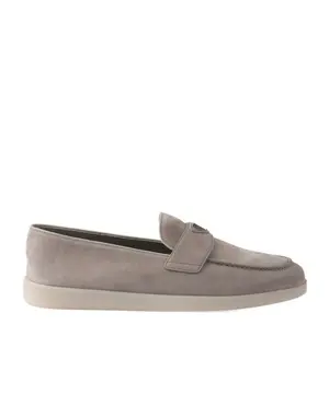 Prada Logo Plaque Almond Toe Loafers