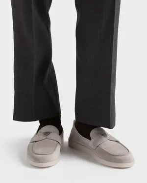 Prada Logo Plaque Almond Toe Loafers