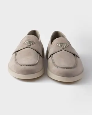 Prada Logo Plaque Almond Toe Loafers