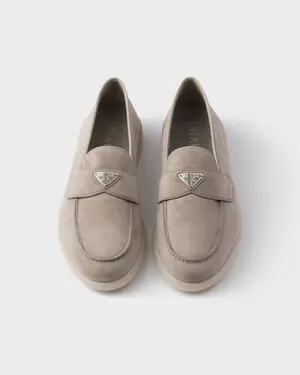 Prada Logo Plaque Almond Toe Loafers