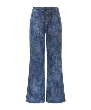 Just Cavalli High-waisted Floral Print Denim Pants