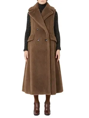 Max Mara Double-breasted Sleeveless Coat - Brown