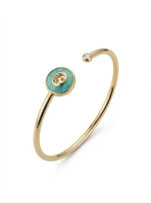 Gucci Interlocking G Bangle Bracelet With Diamond And Stone - Yellow