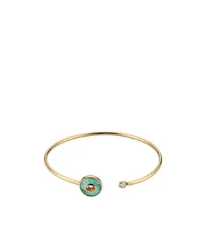 Gucci Interlocking G Bangle Bracelet With Diamond And Stone - Yellow