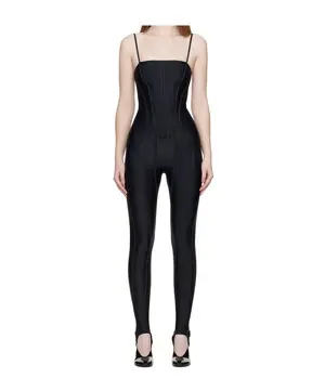 MUGLER Corset Sleeveless Jumpsuit - Black
