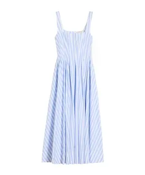 Sportmax Sleeveless Square Neck Maxi Dress With Pleats And Slits - Light Blue